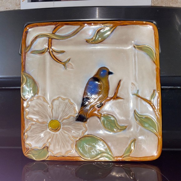 Burton | Kitchen | Dogwood Blossom Bluebird Art Relief Ceramic Pottery ...